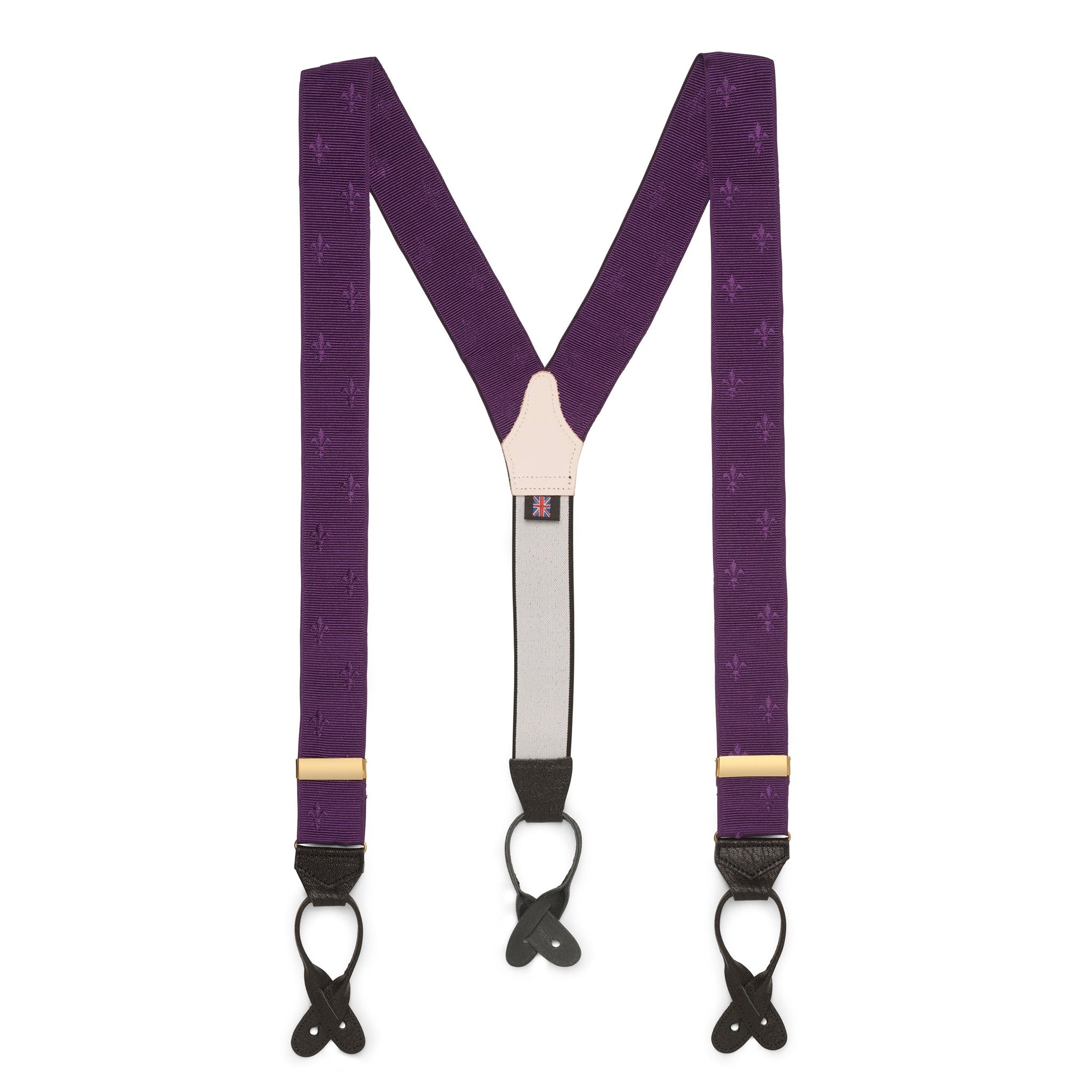 Fleur De Lys Braces In Purple | Luxury Men's Accessory by Benson & Clegg