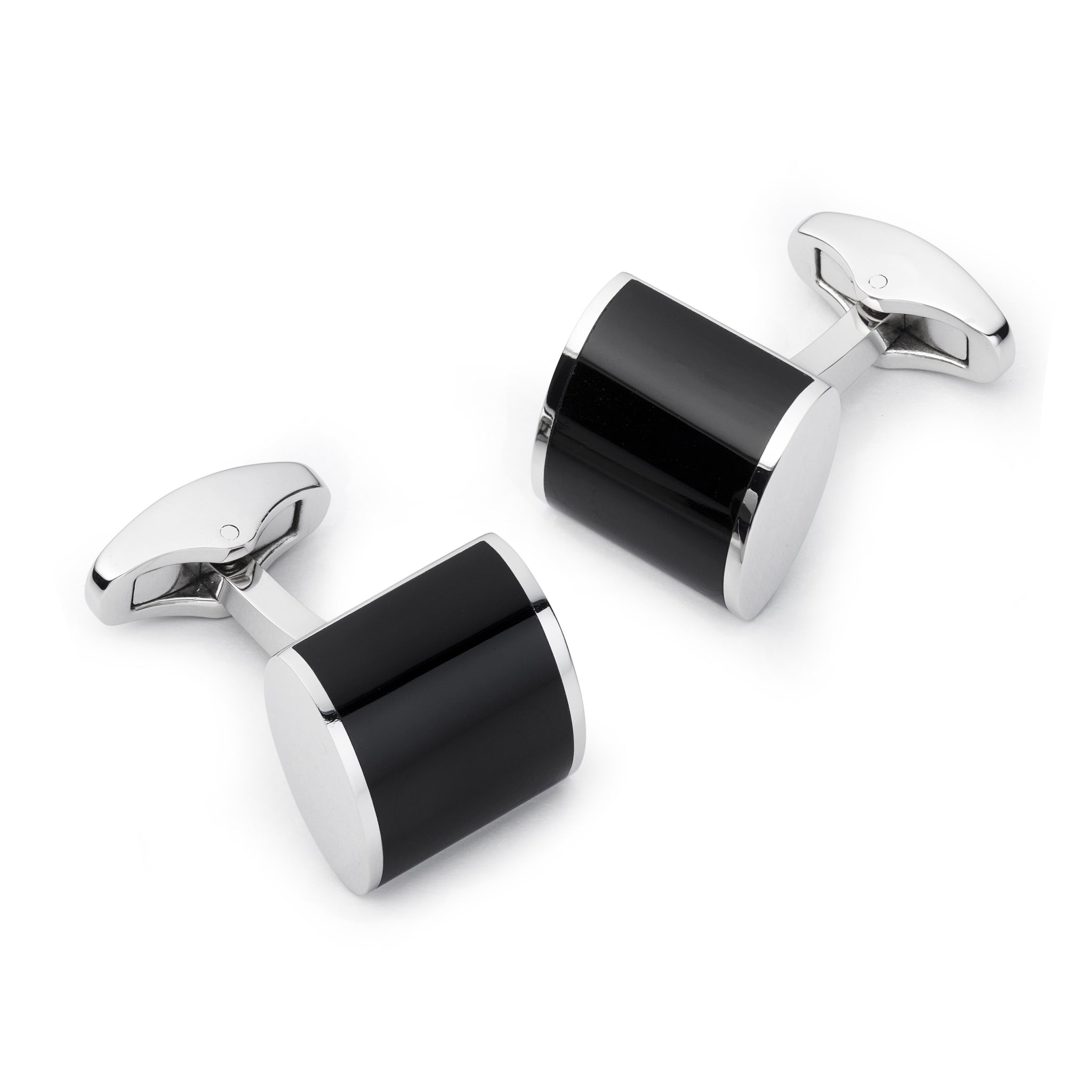Neo Onyx Cufflinks In Silver | Luxury Formalwear by Benson & Clegg