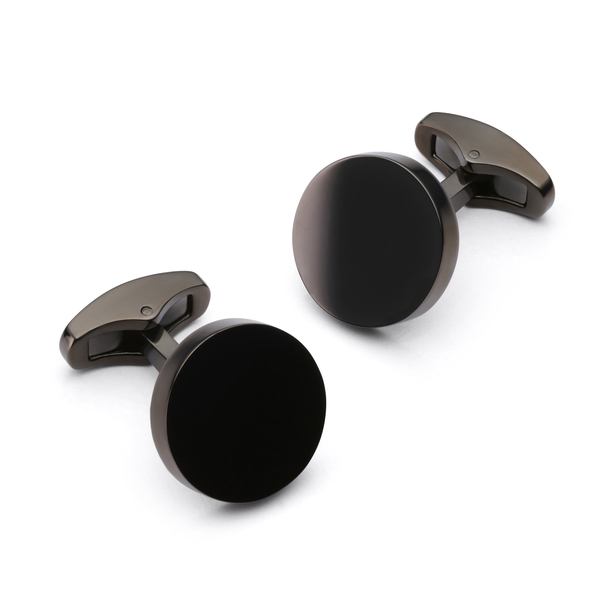 Round Cufflinks In Black | Luxury Formalwear by Benson & Clegg