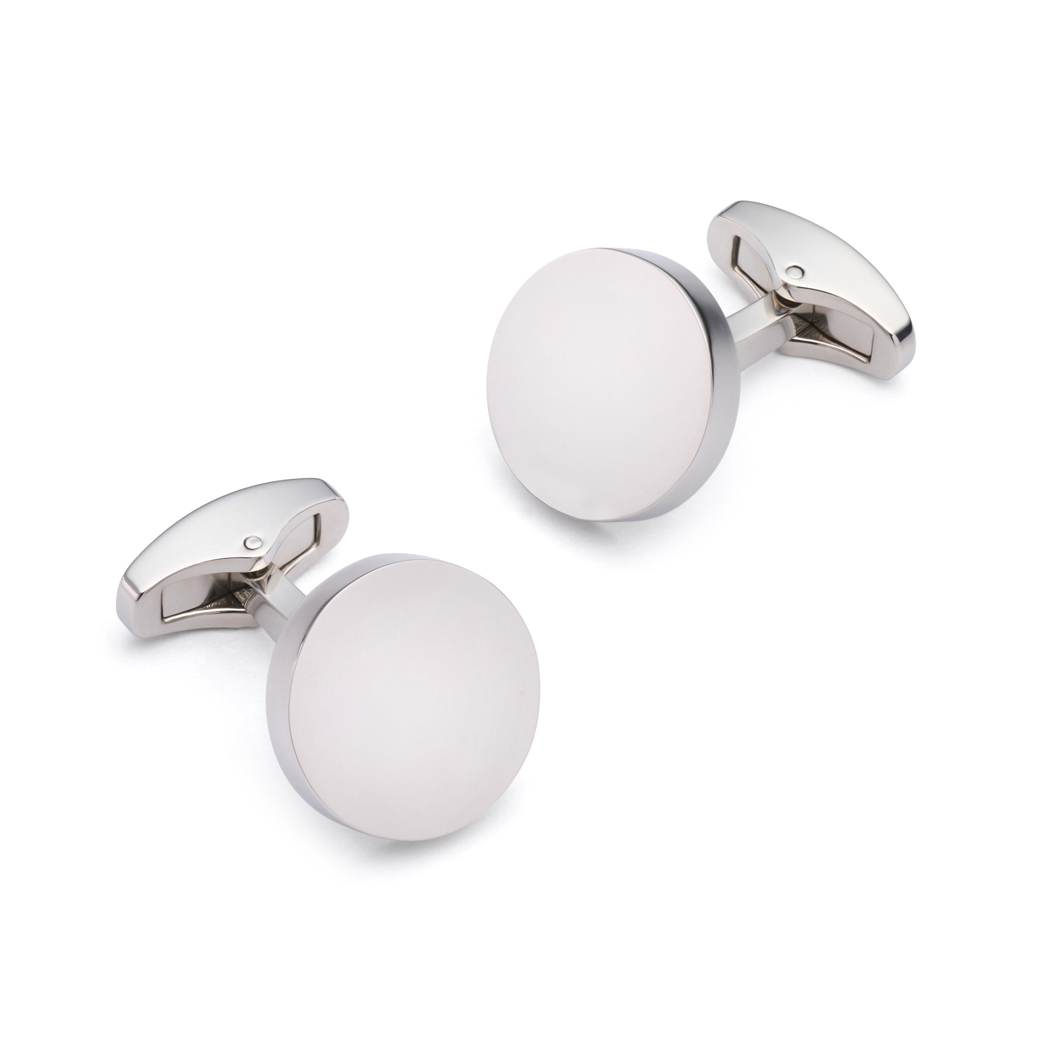 Round Cufflinks In Silver | Luxury Formalwear by Benson & Clegg